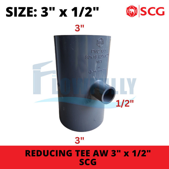 REDUCING TEE AW 3 x 1/2 INCH SCG TEBAL REDUCER VLOK OVERLOOP TEE TS ...