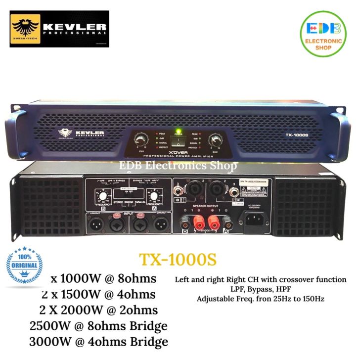 Kevler Professional TX-1000S 1000 watts X 2 Power Amplifier Dual ...