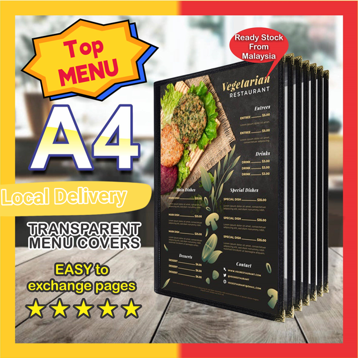 【Local Delivery】Menu Cover Cook Book Transparent Holder 1/2/3/4/6 Page ...