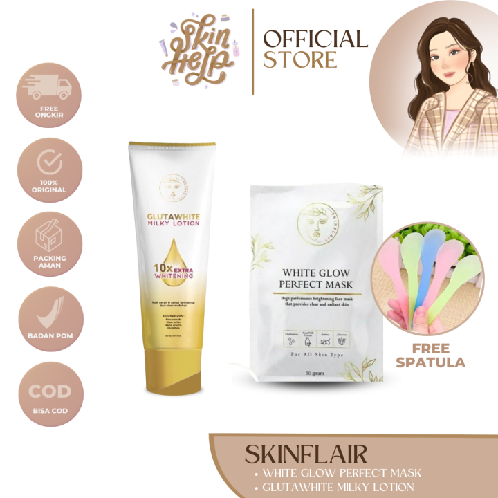 READY! SKINFLAIR WHITE GLOW PERFECT MASK POWDER (FREE SPATULA) MASKER ...