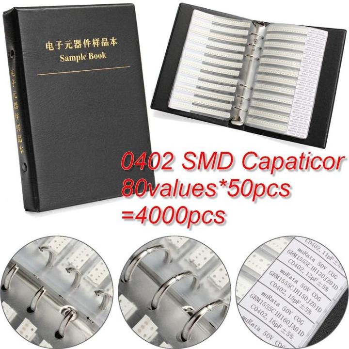 0402ตัวเก็บประจุชิป SMD Assortment Kit 80ค่า X50pcs = 4000Pcs หนังสือ ...