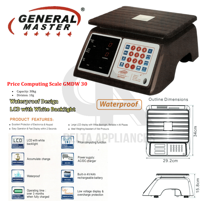 General Master GMDW 30 Price Computing Scale General Master Weighing ...