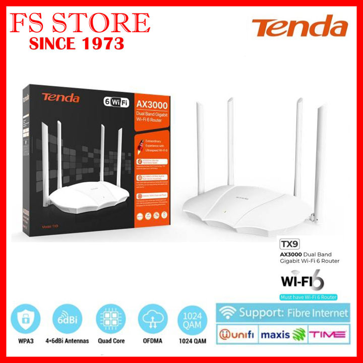 TENDA ORIGINAL TX9 DUAL BAND GIGABIT AX3000 WIFI6 WI-FI 6 ROUTER SPEED ...