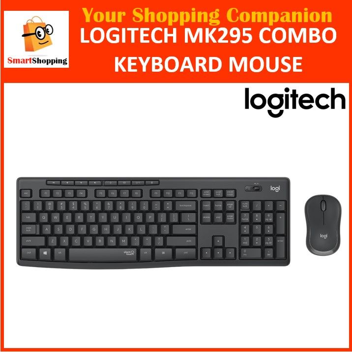 Logitech MK295 Silent Wireless Combo Comfort Compact Mouse Full Size ...