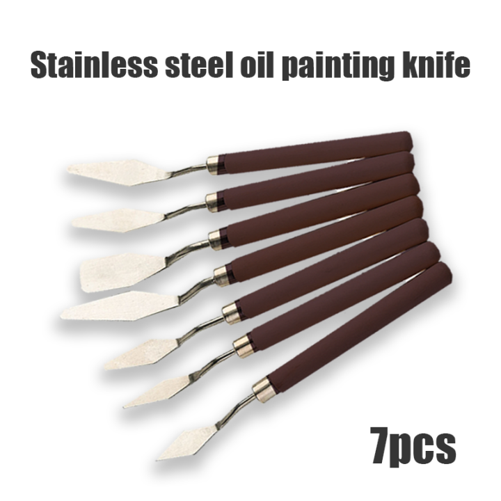 7 Pcs/Set Artist Spatula Palette Knife Stainless Steel Oil Painting ...
