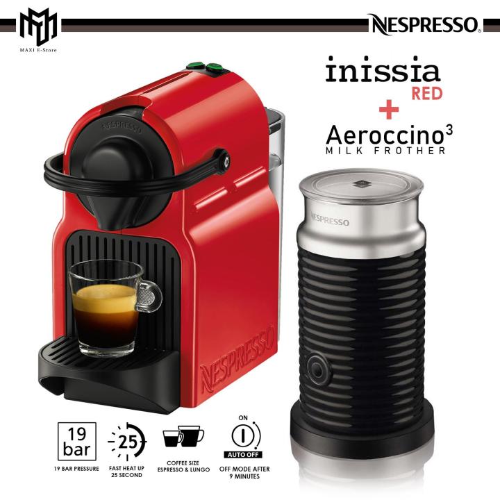 [COMBO] Nespresso A3C40-ME-RE-NE Inissia Fully Automatic Capsule ...