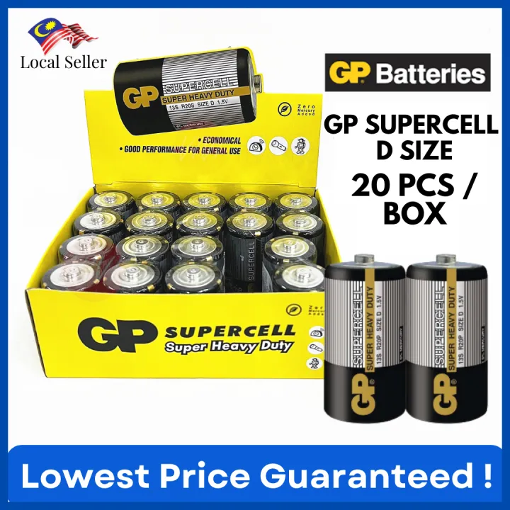 GP D SIZE BATTERY SUPERCELL SUPER HEAVY DUTY BATTERY IN 20 PCS PER BOX ...