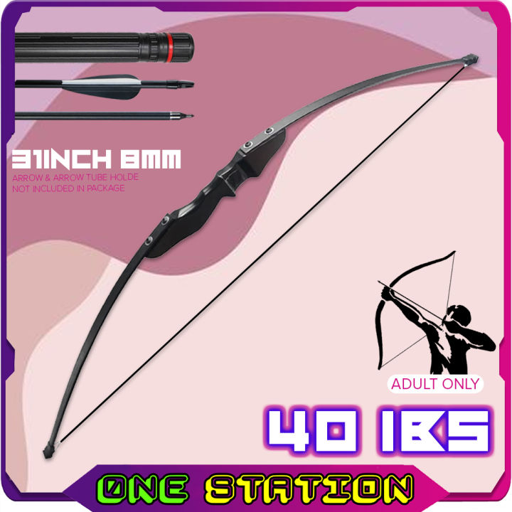ARCHERY BEGINNER 40IBS LONG BOW / FIBERGLASS ARROW 8MM / ARROW TUBE ...