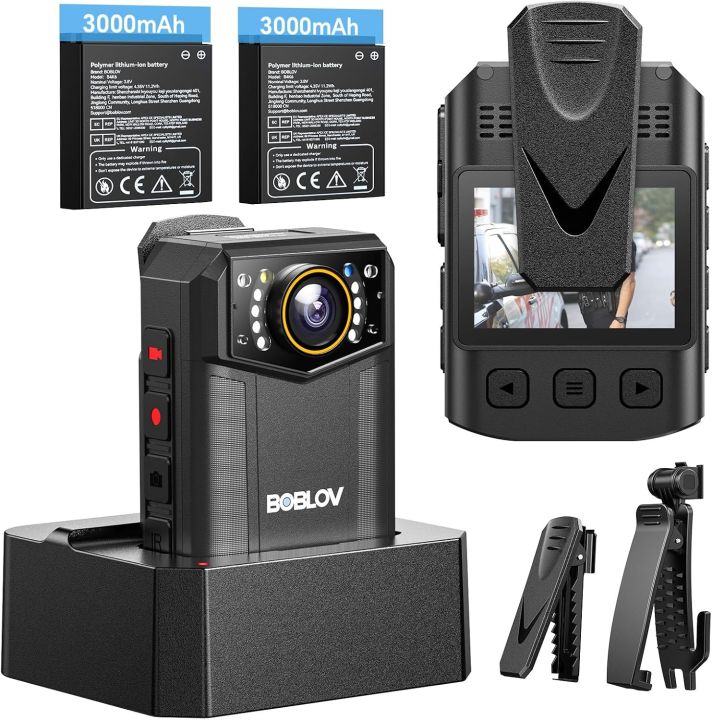 BOBLOV B4K6 Waterproof Body Mini Police Camera 2PCS 3000mAh Batteries ...