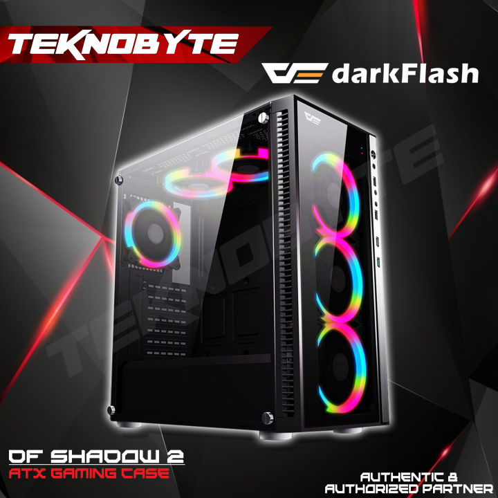 DarkFlash Shadow 2 Tempered Glass Side/Front ATX Gaming Case | Lazada PH