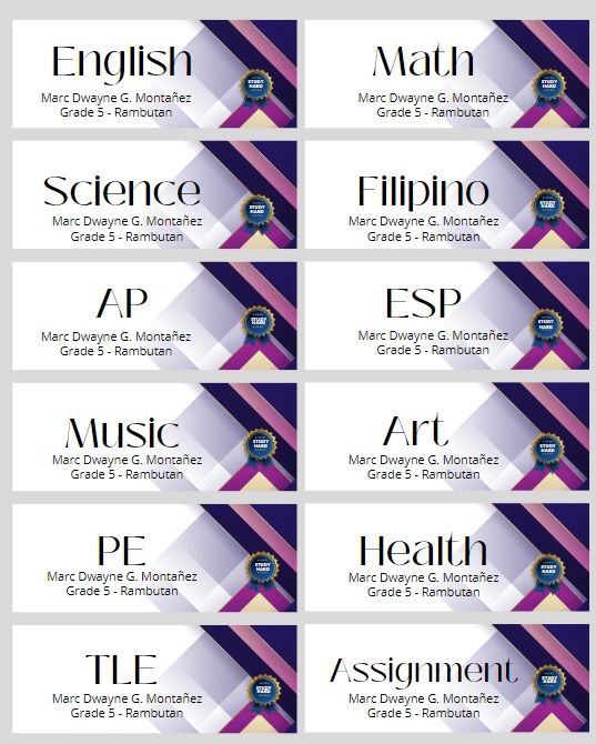 Sticker Subject Labels / Name Tag Sticker / Book Label Sticker | Lazada PH