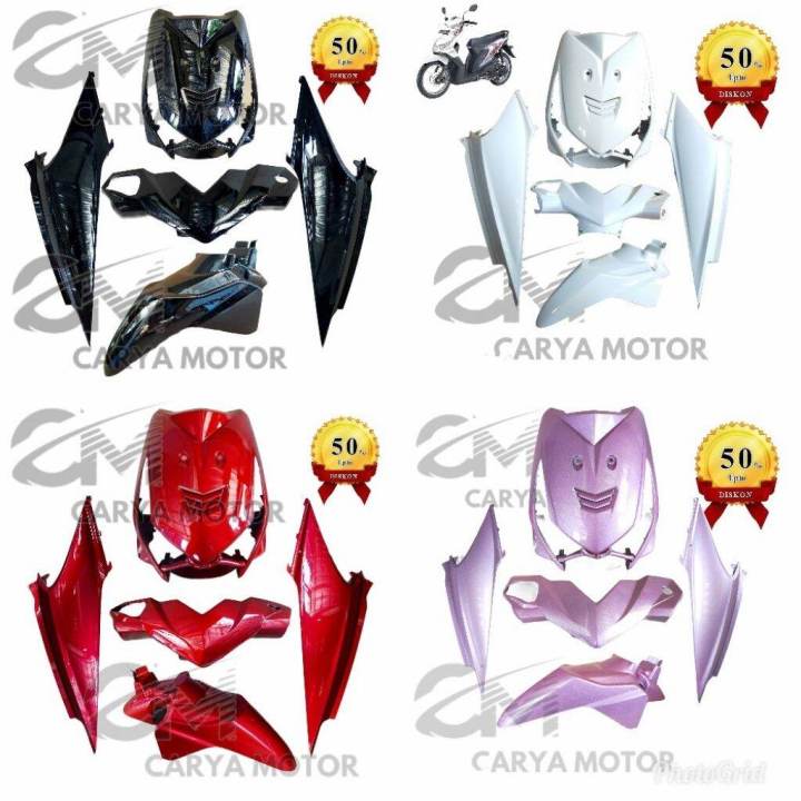 Full body beat karbu / cover body set honda Beat Karbu Biru Merah Putih ...