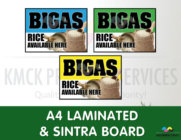 Bigas Rice Available Here Signages Laminated | Sintra Board | Lazada PH