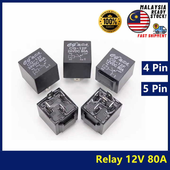 [Ready Stock] Relay 12V 80A 4 Pin / 5 Pin for Universal Automotive Car ...