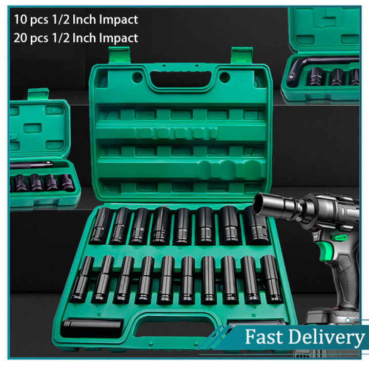 Impact Wrench Socket 10/20 pcs Set 1/2'' Drive Hex Impact Socket Set ...