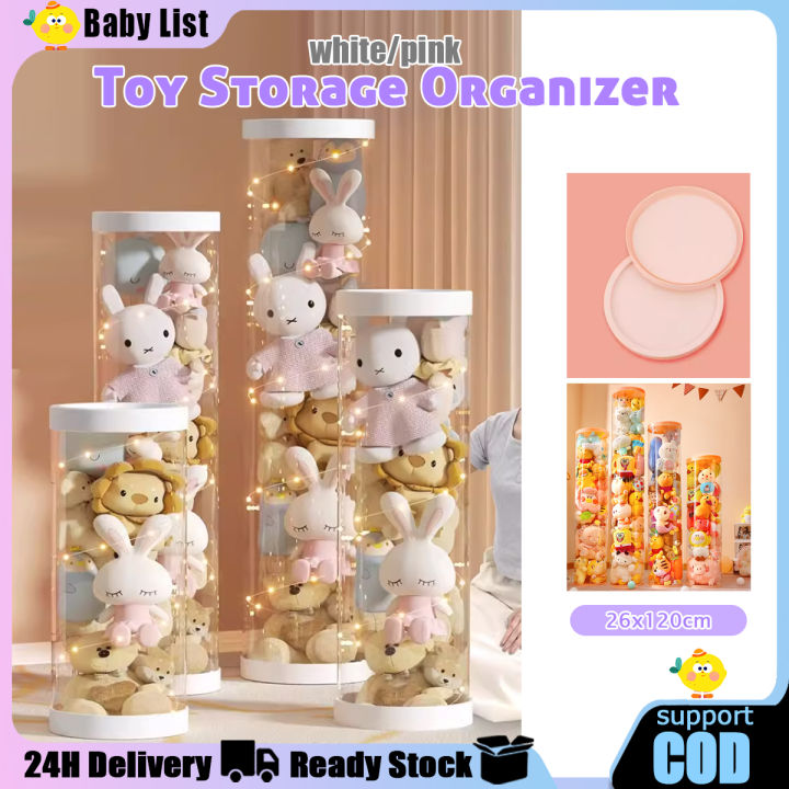 Transparent Stuff Doll Organizer Toy Storage Bucket Doll column Storage ...