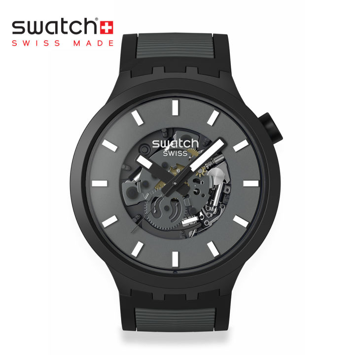 Swatch Big Bold PAST THE HORIZON SB05B113 Black Silicone Strap Watch ...