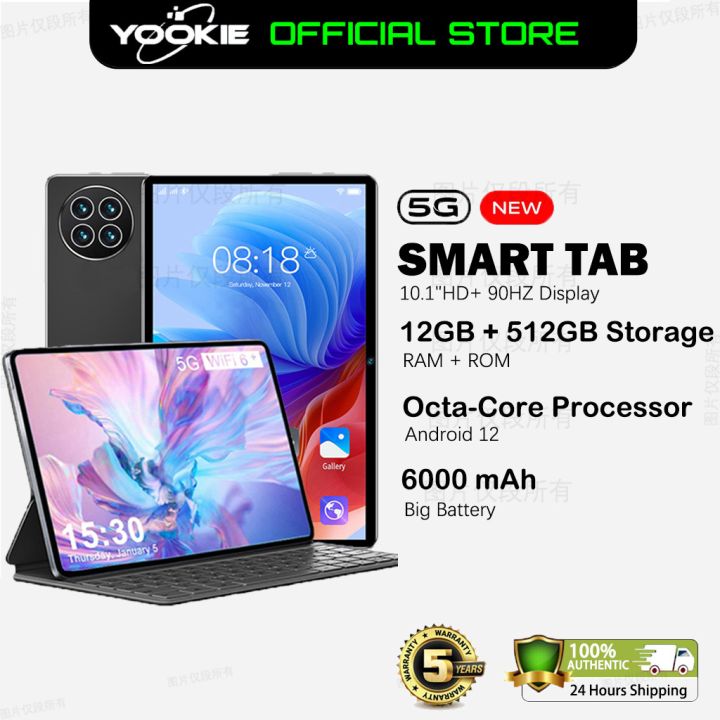 JOBQEHS YOOKIE Original Smart Tablet android Tablet fro Kids 12GB + 512GB Dual Sim 10.1 inches ...