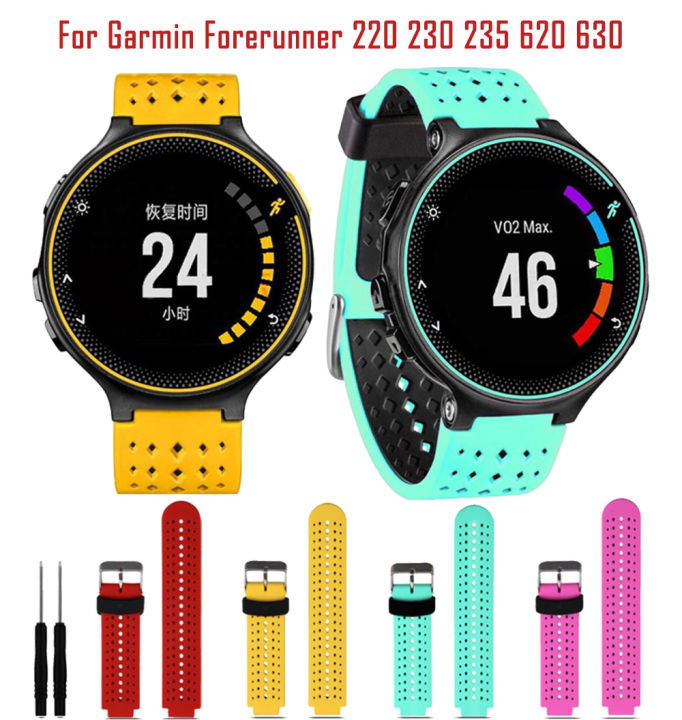 สายซิลิโคนสำหรับ Garmin Forerunner 220 /230 /235 /620 /630นาฬิกาข้อมือสายรัดข้อมืออัจฉริยะใหม่ ...