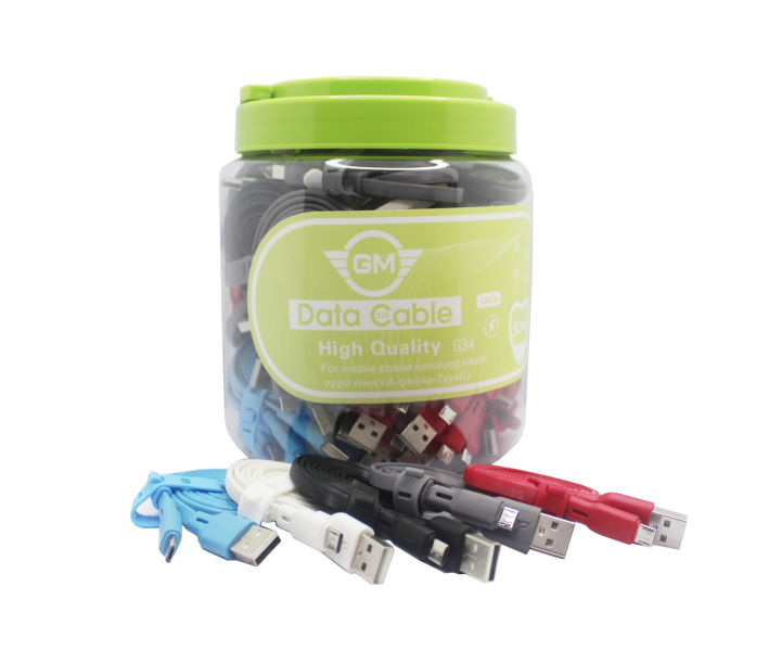 CABLE USB KABEL DATA 3A GM G34 GEPENG MICRO 100 CM 1 TOPLES ISI 50 ...