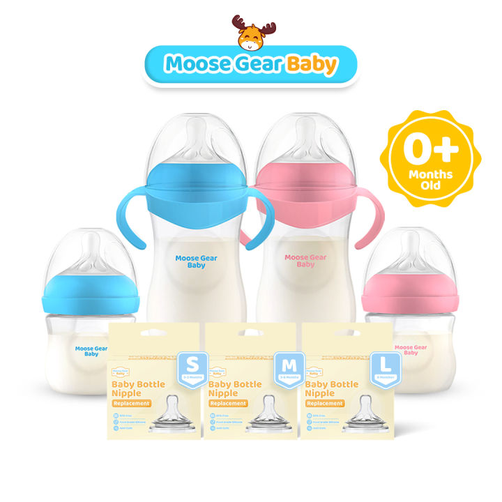 Moose Gear Baby BPA Free Feeding Bottle 150mL/330mL and Nipple ...