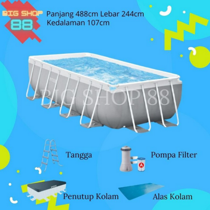 INTEX KOLAM RENANG PORTABLE KOLAM RENANG ANAK JUMBO PRISM FRAME POOL ...