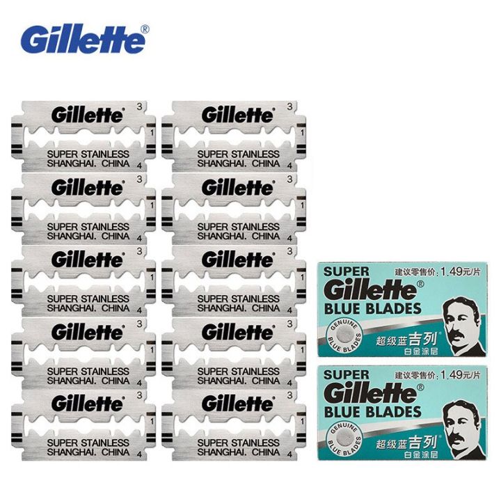 Gillette Super Blue Blades Men Stainless Steel double edge Shaver ...