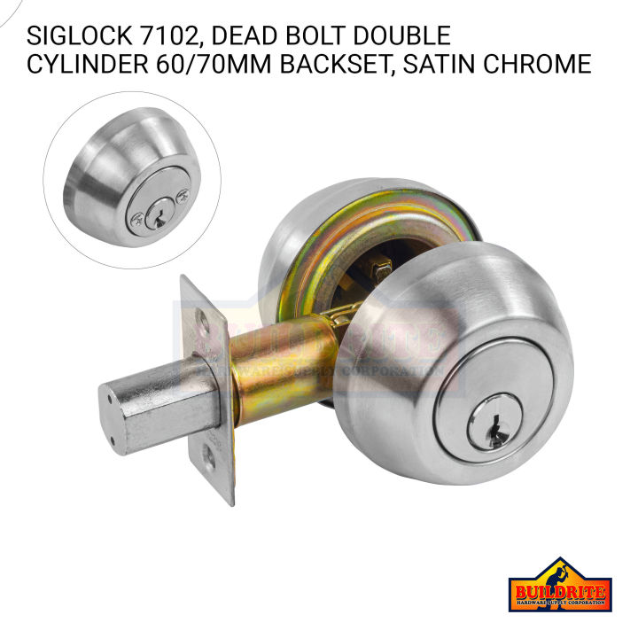 Siglock SLG.7102.SC Dead Bolt Double Cylinder 60/70MM Backset Satin ...