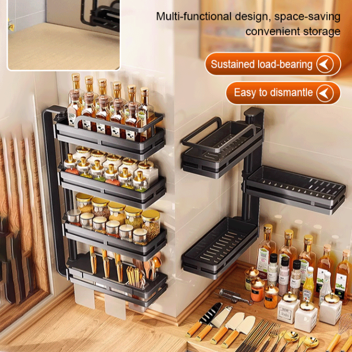 Kitchen Corner wallmounted multilevel rotating shelf | Lazada PH