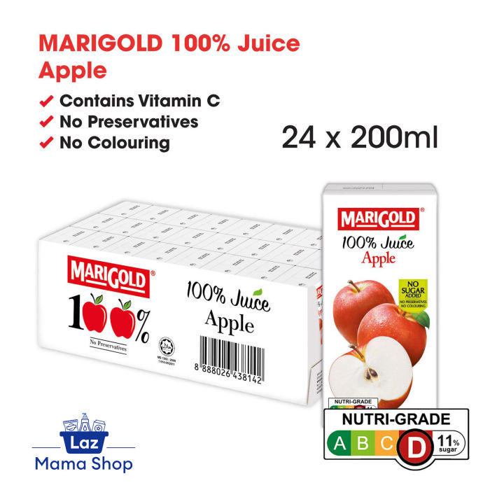 Marigold 100% Apple Juice - Case (24 x 200ml) (Laz Mama Shop) | Lazada ...