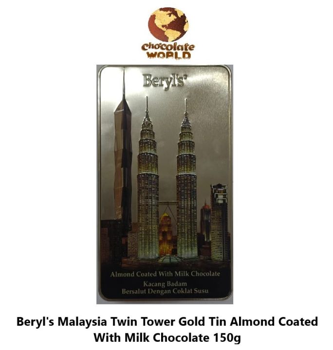 Beryl's Malaysia Twin Tower Gold Tin Almond Milk Chocolate 150g | Lazada