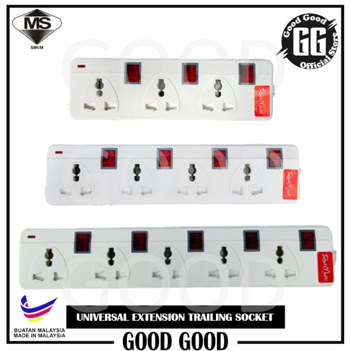 [sirim] Real Multi 2mtr 3 4 5 Way Way International Multi Universal Portable Extension Trailing