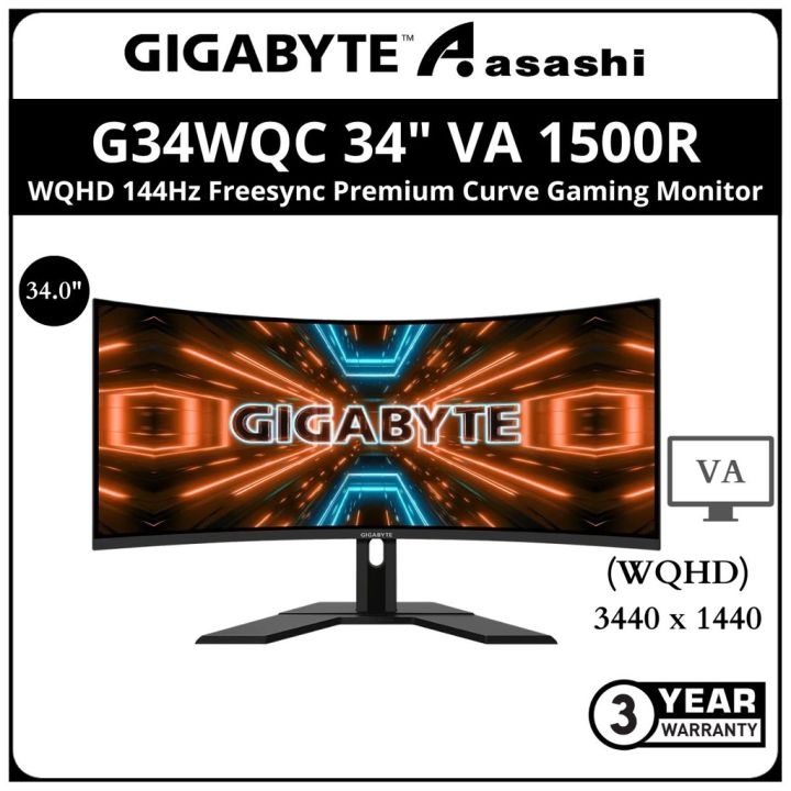 Gigabyte G34WQC 34" VA 1500R WQHD 3440 x 1440 144Hz Freesync Premium ...