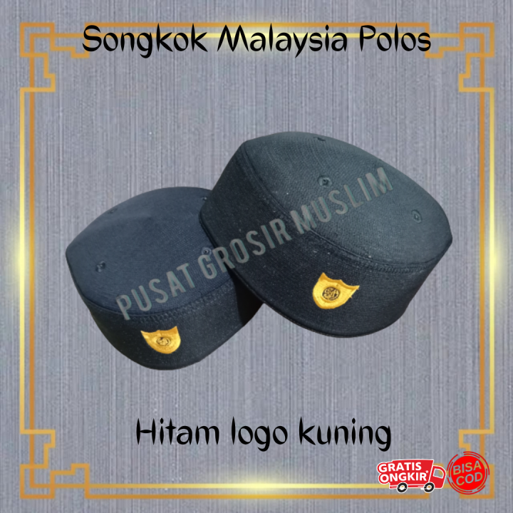 Peci peci malaysia murah malaisia logo songkok kopiah hitam logo kuning ...