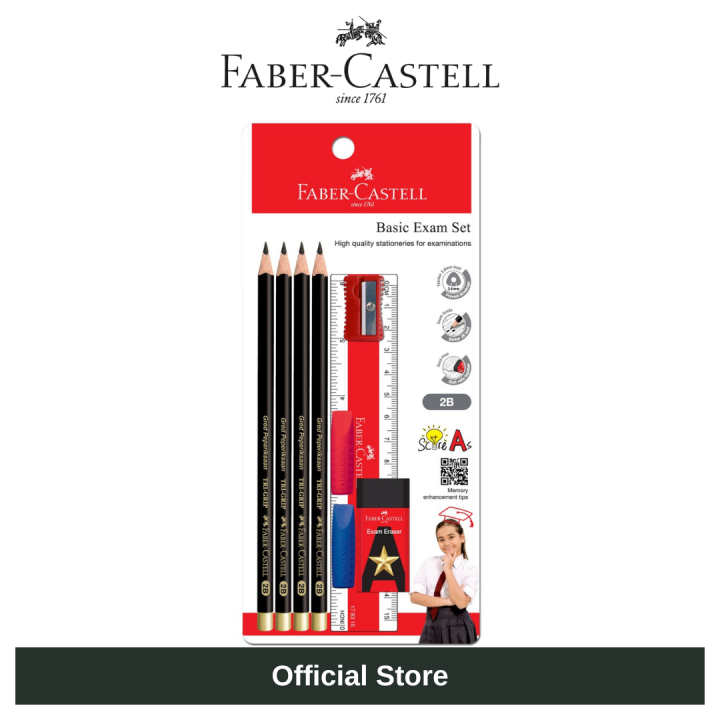 [Faber-Castell] Tri-Grip 2B Basic Exam Set In BC | Lazada