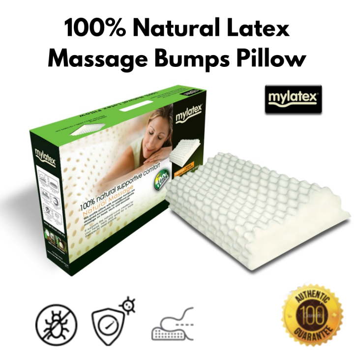 MyLatex HBS18 Natural Latex Pillow with massage bumps, 2heights, without casing | Lazada
