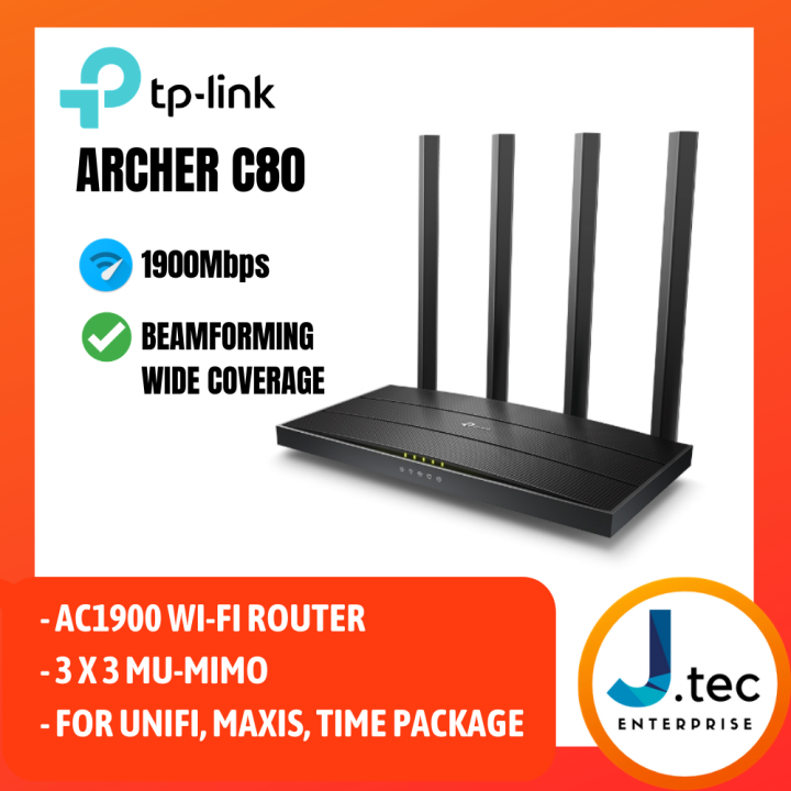 TPlink Archer C80 - AC1900 Wireless MU-MIMO Wi-Fi Router / Wider ...