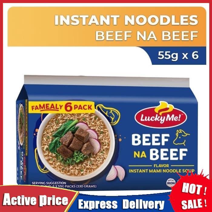 ♣ Lucky Me! Instant Noodle Soup Beef na Beef Multipack 55g x 6 | Lazada PH