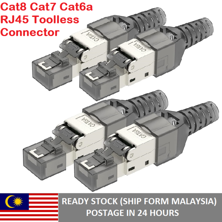 RJ45 Cat6A/Cat7/Cat8 Connector Tool-Free Toolless RJ45 Termination Plug ...