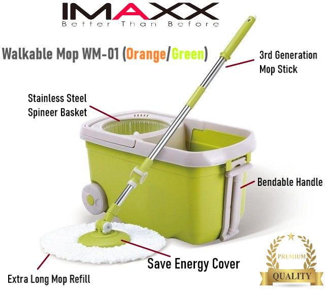 IMAXX Premium Quality Walkable Mop with 2 Mop Refill WM-01 | Lazada