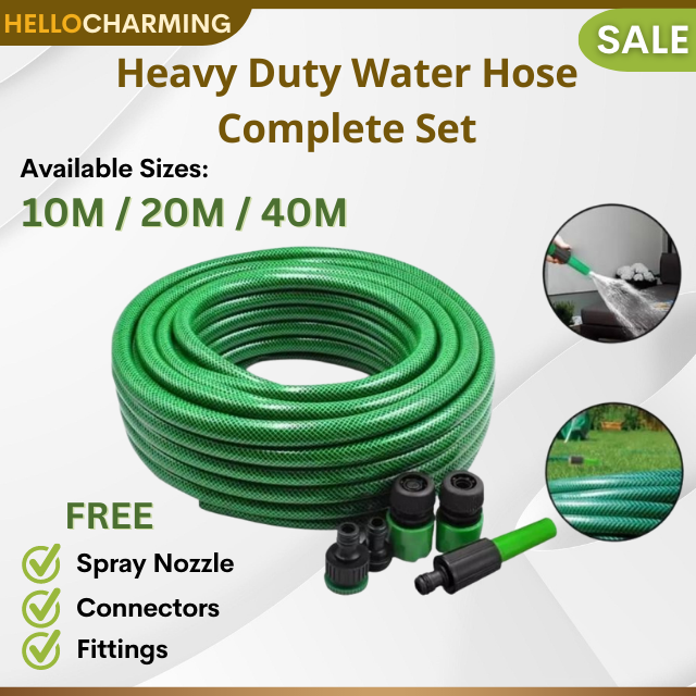 HELLO CHARMING Complete Set Heavy Duty Garden Water Hose with Spray ...