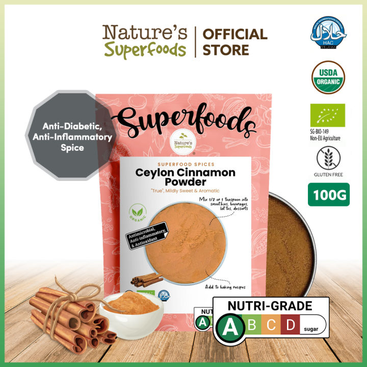 Nature's Superfoods Organic Ceylon Cinnamon Powder Spice (Premium Grade ...