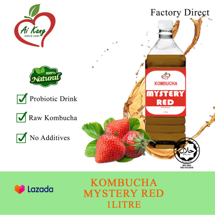 Raw Kombucha Mistery Red ( 1 Liter ) Live Probiotics Culture Beverages ...