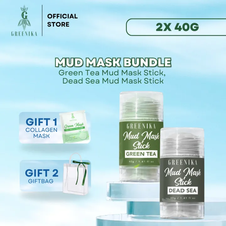 [ SUPER SELLERS SUMMER KIT 4 ] Greenika Mud Mask Bundle with Green Tea ...