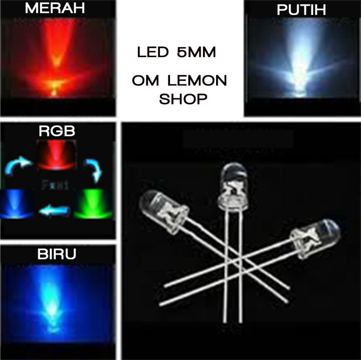 Lampu LED 5mm warna biru putih merah kuning hijau & RGB | Lazada Indonesia