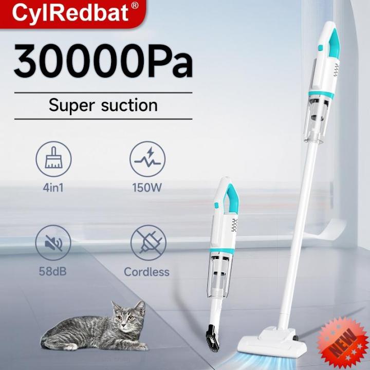 CylRedbat 4in1 High Suction Power Cordless Floor Vacuum Cleaner for HomeBedSofa 30000Pa Wet and ...