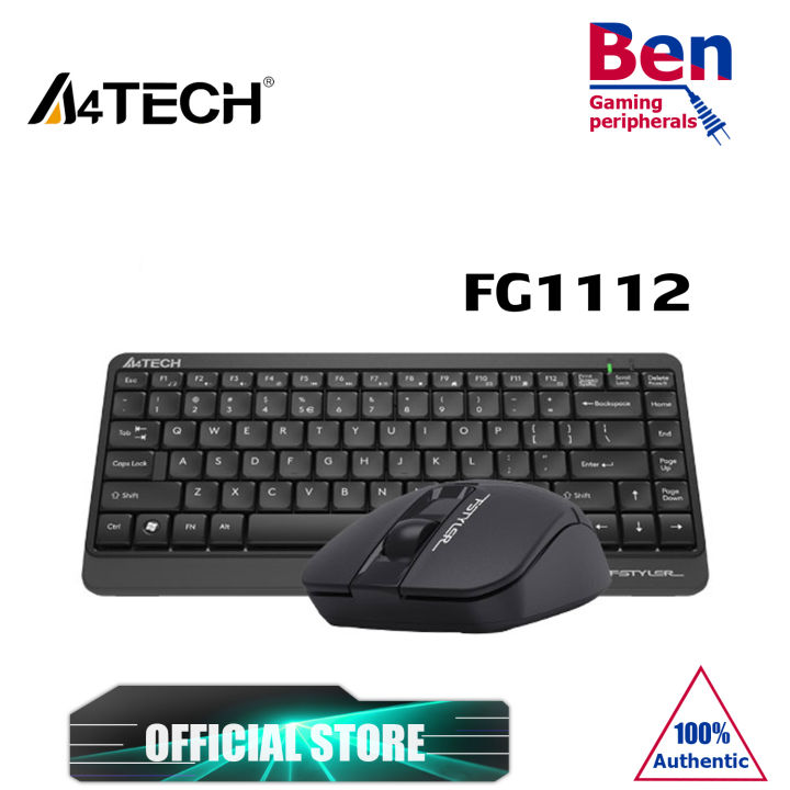 A4Tech FG1112 Wireless Keyboard & Mouse Combo, 2.4GHz Wireless with NANO USB Adapter, Compact ...