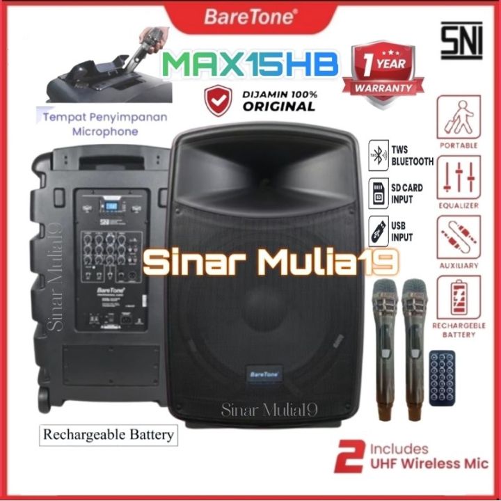 promo Speaker Aktif Portable 15 Inch BareTone Max15hb / Max-15hb ( RMS ...