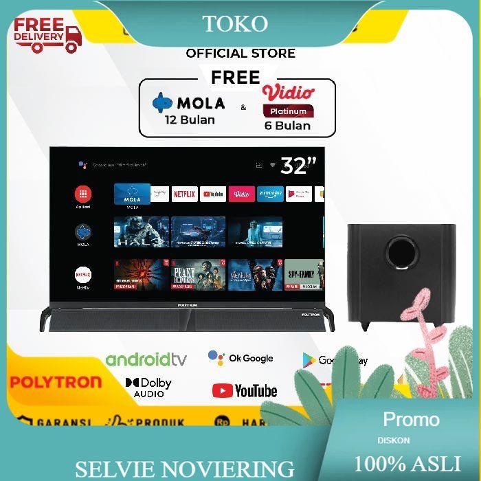 POLYTRON Smart Cinemax Soundbar TV 32 inch PLD 32BAG5959 Garansi Resmi ...