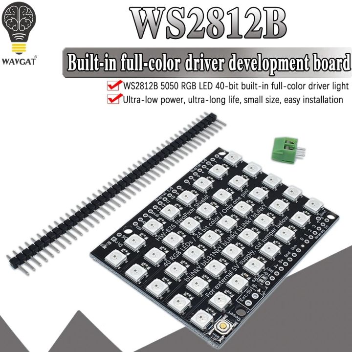 WS2812B 40 RGB LED WS2812 5X8 Pixel Dot Matrix Shield Addressable LED Module Board for Arduino ...
